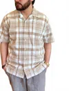 Original Madras Trading Company Cuban Short Sleeve Plaid Shirt In Tan ...