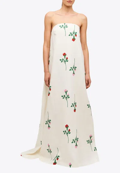 Oroton Rosebud Linen Maxi Gown In White | ModeSens