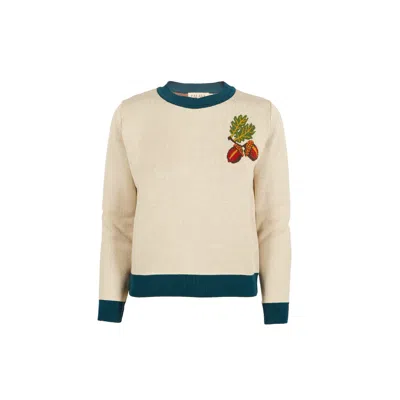 Palava Women's Blue / White Esther Long Knitted Jumper - Cream Squirrel ...