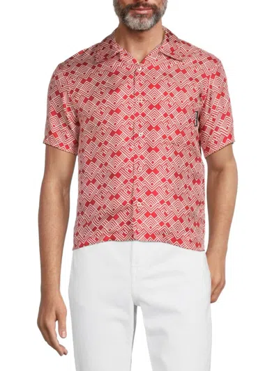 Palm Angels Men's Print Silk Camp Shirt In Pink | ModeSens