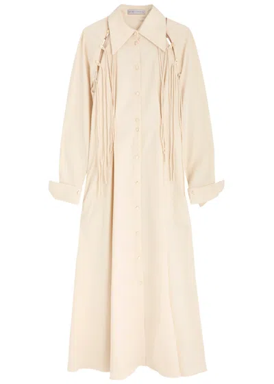 Palmer Harding Palmer//harding Assembled Fringed Cotton Midi Shirt ...