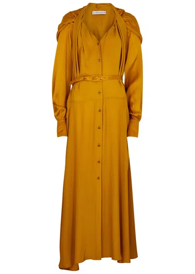Palmer Harding Palmer//harding Orange Twist-effect Hammered Satin Dress ...