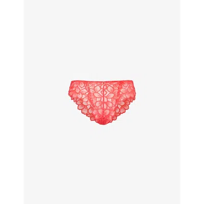 Panache Womens Allure Floral-embroidered Stretch-woven Briefs Ruby Red ...