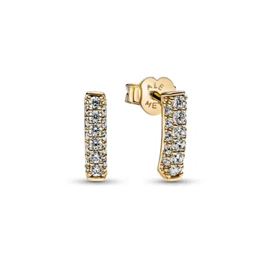 Pandora 262626c01 Timeless Pavé Single-row Bar Stud Earrings In Gold ...