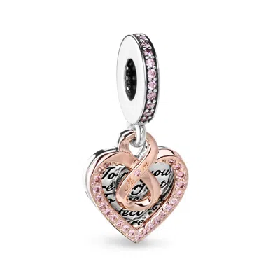 Pandora 782641c01 Two-tone Infinity Heart Double Dangle Charm ...