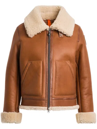 Parajumpers Leather Jacket In Brown | ModeSens