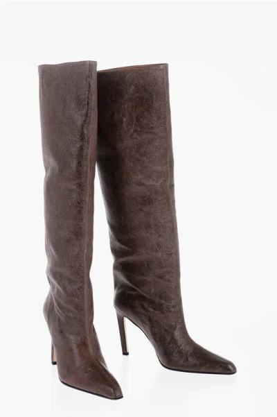 Paris Texas Solid Color Crackle Leather Jude Boots 11cm In Brown | ModeSens