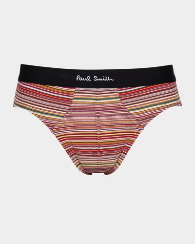 Paul Smith Men's Organic Cotton Signature Stripe Briefs In Multicolour | ModeSens