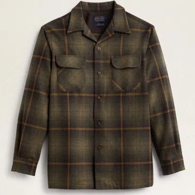 Pendleton Men's Trail Plaid Button-down Wool Shirt With Faux-suede ...