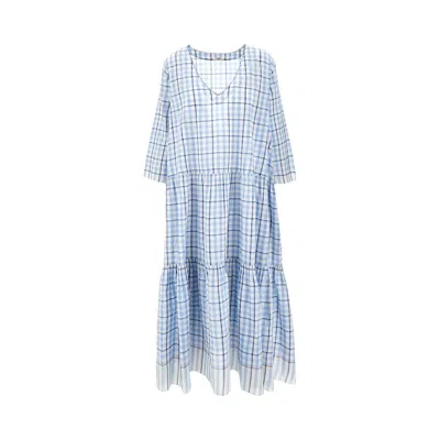 Péro Printed Cotton And Silk Midi Dress In Blue | ModeSens