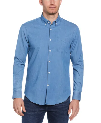 Perry Ellis Men's Slim Fit Denim-like Button Down Woven Shirt In Ensign ...