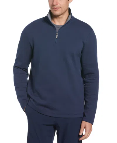 Perry Ellis Men's Slim Fit Long Sleeve Neo Quarter-zip Jacket In Dark ...