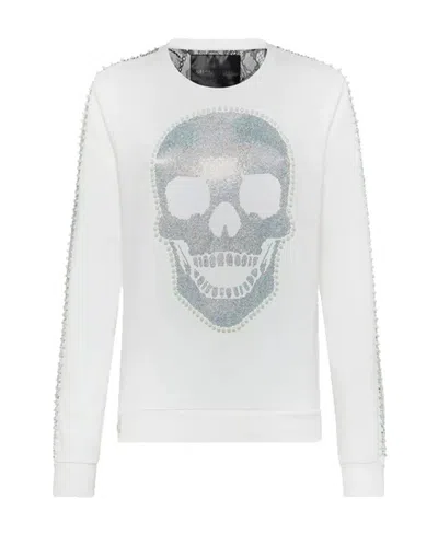Philipp Plein Embellished Skull Sweatshirt In White | ModeSens
