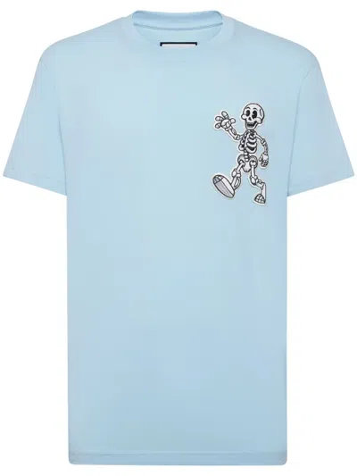 Philipp Plein Skully Gang Cotton T-shirt In Blue | ModeSens