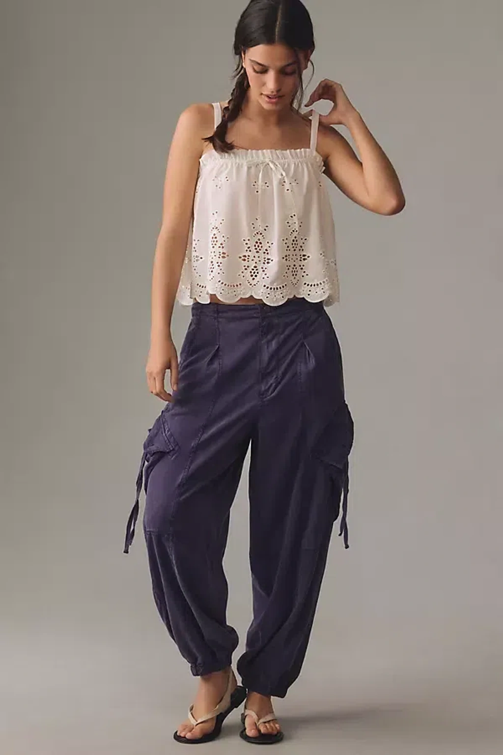 Pilcro Offshore Linen Parachute Pants In Grey | ModeSens