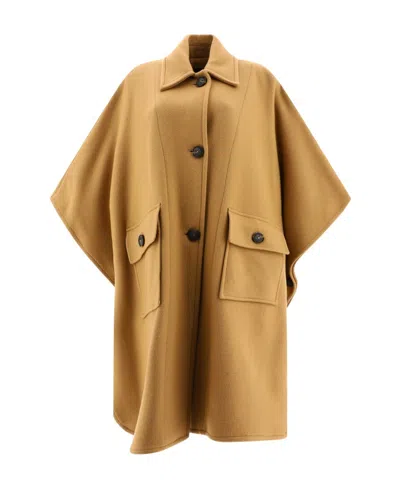 Pinko Batwing-sleeves Wool-blend Coat In Brown | ModeSens