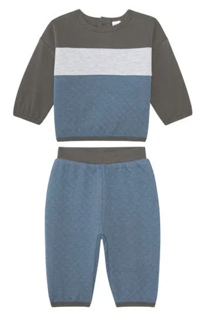 Pl Baby By Petit Lem Quilted Colorblock Jogger Set In Indigo | ModeSens
