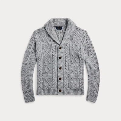 Polo Ralph Lauren Aran-knit Cotton Shawl-collar Cardigan In Gray | ModeSens