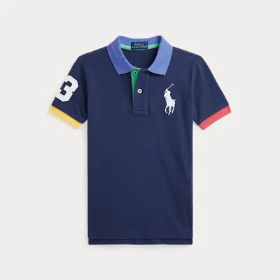Polo Ralph Lauren Kids' Big Pony Cotton Mesh Polo Shirt In Rustic Navy ...