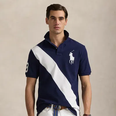 Polo Ralph Lauren Custom Slim Fit Big Pony Mesh Polo Shirt In Newport Navy/white | ModeSens