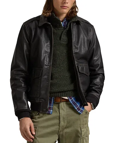 Polo Ralph Lauren Leather Bomber Jacket In Brown | ModeSens