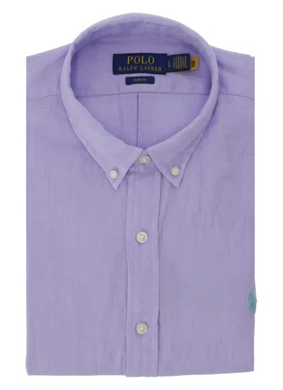 Polo Ralph Lauren Lightweight Lilac Linen Shirt With Iconic Embroidered ...