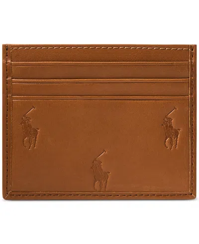 Polo Ralph Lauren Men's Allover Pony Leather Card Case In Cla Tan ...
