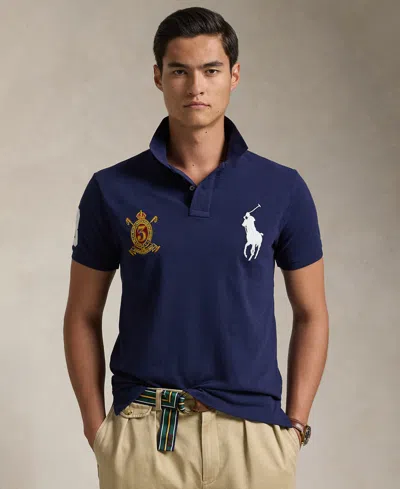 Polo Ralph Lauren Men's Custom Slim Fit Big Pony Crest Mesh Polo In Newport Navy | ModeSens