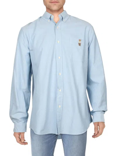 Polo Ralph Lauren Mens Logo Cotton Button-down Shirt In Blue | ModeSens