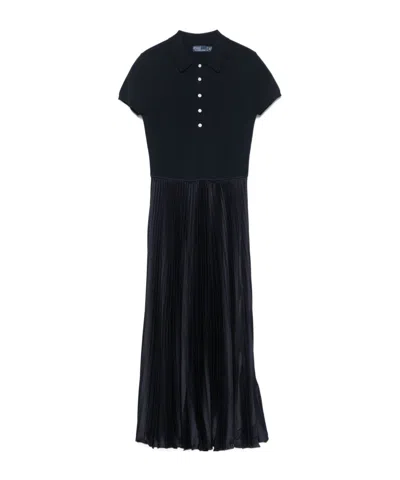 Polo Ralph Lauren Pleated Polo Dress In Black | ModeSens