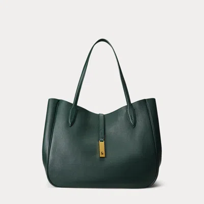 Polo Ralph Lauren Polo Id Leather Medium Tote In Black | ModeSens
