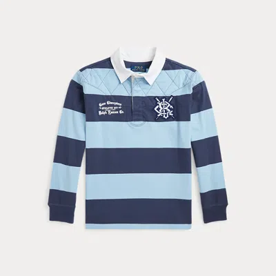 Polo Ralph Lauren Kids' Striped Cotton Jersey Rugby Shirt In Powder ...