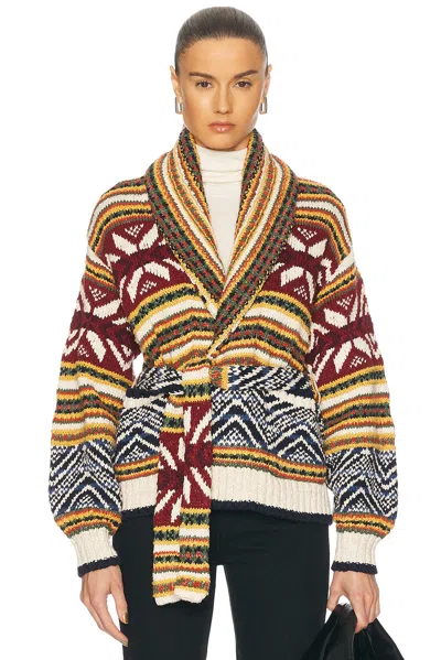 Polo Ralph Lauren Wrap Cardigan In Tan & Blue Multi | ModeSens