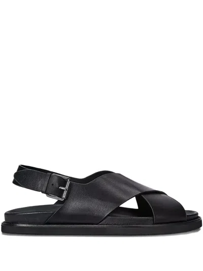 Polo Ralph Lauren Zane Leather Slingback Sandals In Black | ModeSens