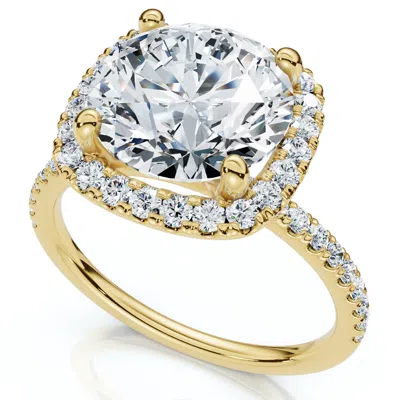 Pompeii3 Certified 3 1/2ct Cushion Halo Diamond Engagement Ring 14k Gold Or Pt Lab Grown | ModeSens