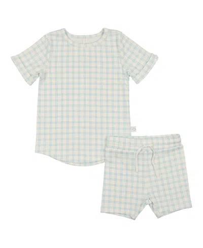 Pouf Baby Boys' Grid Short And T-shirt Set - Baby In Blue | ModeSens