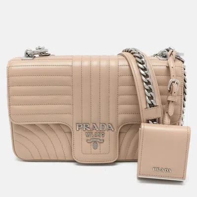 Prada Beige Quilted Leather Medium Diagramme Shoulder Bag | ModeSens