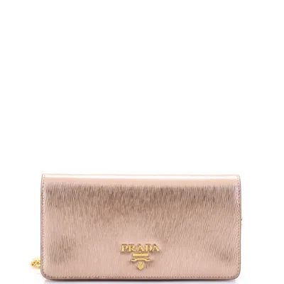 Prada Chain Wallet Crossbody Saffiano Leather In Gold | ModeSens