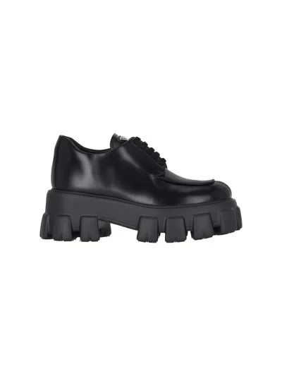 Prada Derby Shoes "monolith" In Black | ModeSens