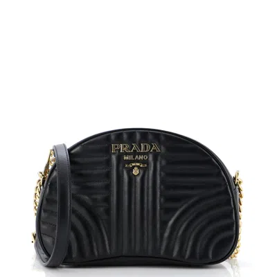 Prada Dome Crossbody Bag Diagramme Quilted Leather Small In Black ...