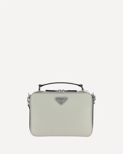 Prada Leather Rectangular Shoulder Bag With Single Handle In Gray ...
