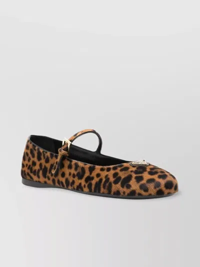 Prada Leopard Print Calf Hair Ballet Flats | ModeSens