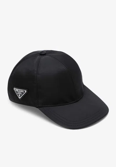 Prada Logo Appliqué Baseball Cap In Black | ModeSens