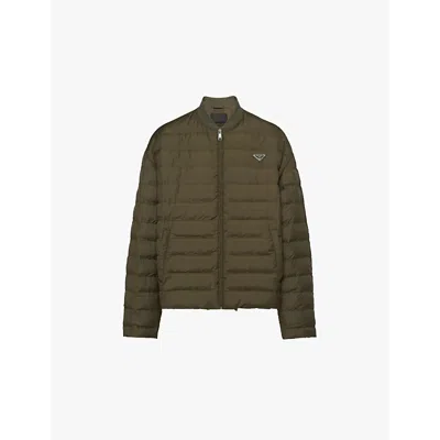 Prada Mens Green Triangle-logo Technical Shell-down Jacket | ModeSens