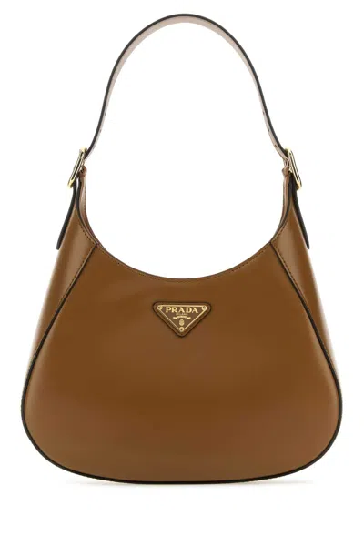 Prada Mini Leather Cleo Shoulder Handbag In Beige | ModeSens