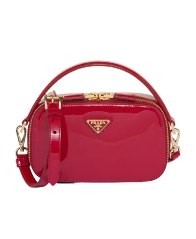Prada Odette Patent Leather Crossbody Bag In Cherry Red | ModeSens