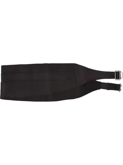 Prada Satin-finish Tuxedo Belt In Black | ModeSens