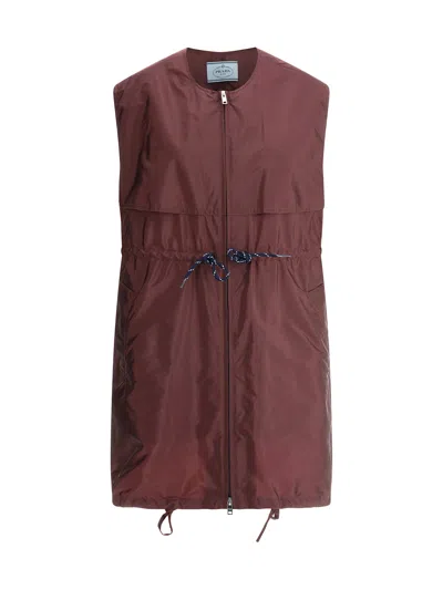 Prada Waterproof Vest Jacket In Granato | ModeSens