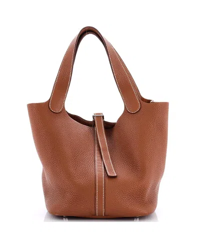 Pre-owned Hermes Hermes Mm Picotin Bag Clemence In Brown | ModeSens
