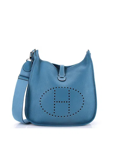 Pre-owned Hermes Hermes Pm Evelyne Bag Gen Iii Clemence In Blue | ModeSens